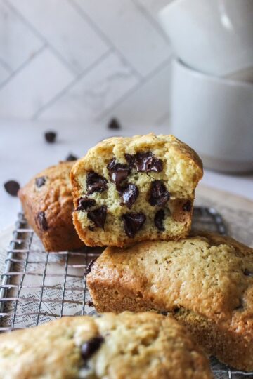 The Fluffiest Chocolate Chip Mini Loaves - Nomaste Hungry