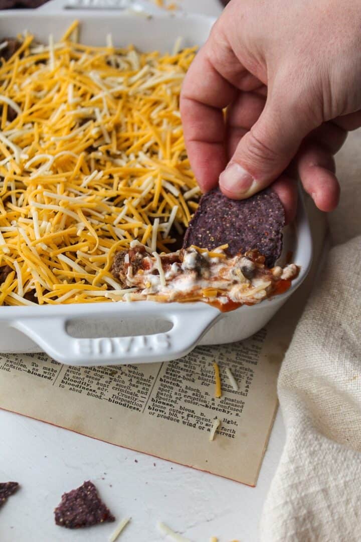Easy No Bake Four Layer Taco Dip - Nomaste Hungry