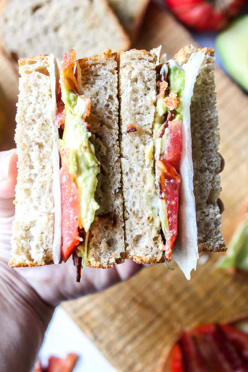 The BEST Bacon Lettuce Tomato (BLT) with Avocado Sandwich - Nomaste Hungry