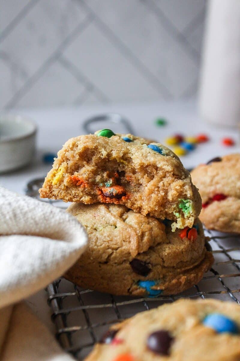The Best Chewy Brown Butter Cookies With M&M's - Nomaste Hungry