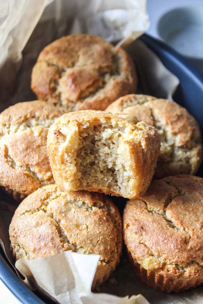 Fluffy Almond Butter Collagen Muffins - Nomaste Hungry