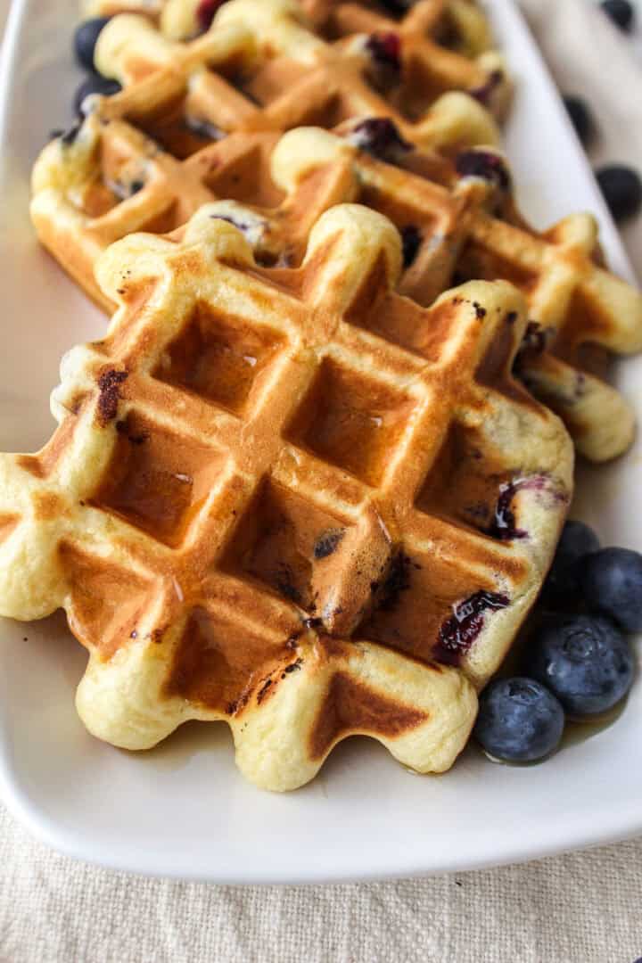 Fluffy Belgian Blueberry Waffles Recipe - Nomaste Hungry