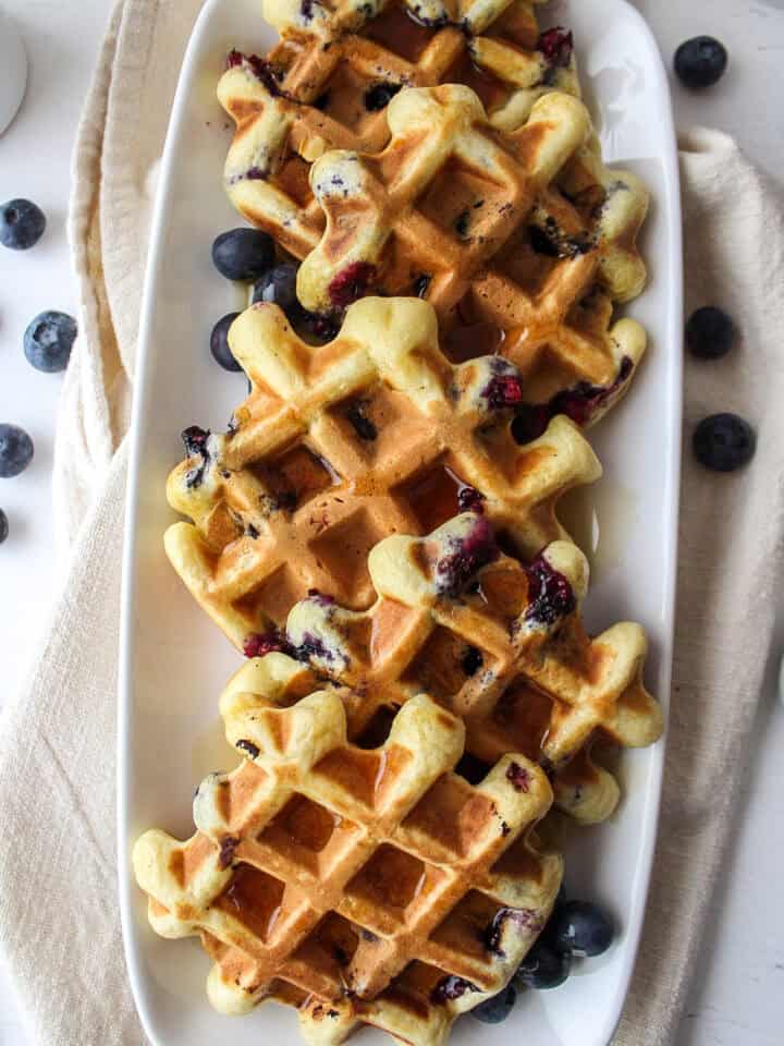 Fluffy Belgian Blueberry Waffles Recipe - Nomaste Hungry
