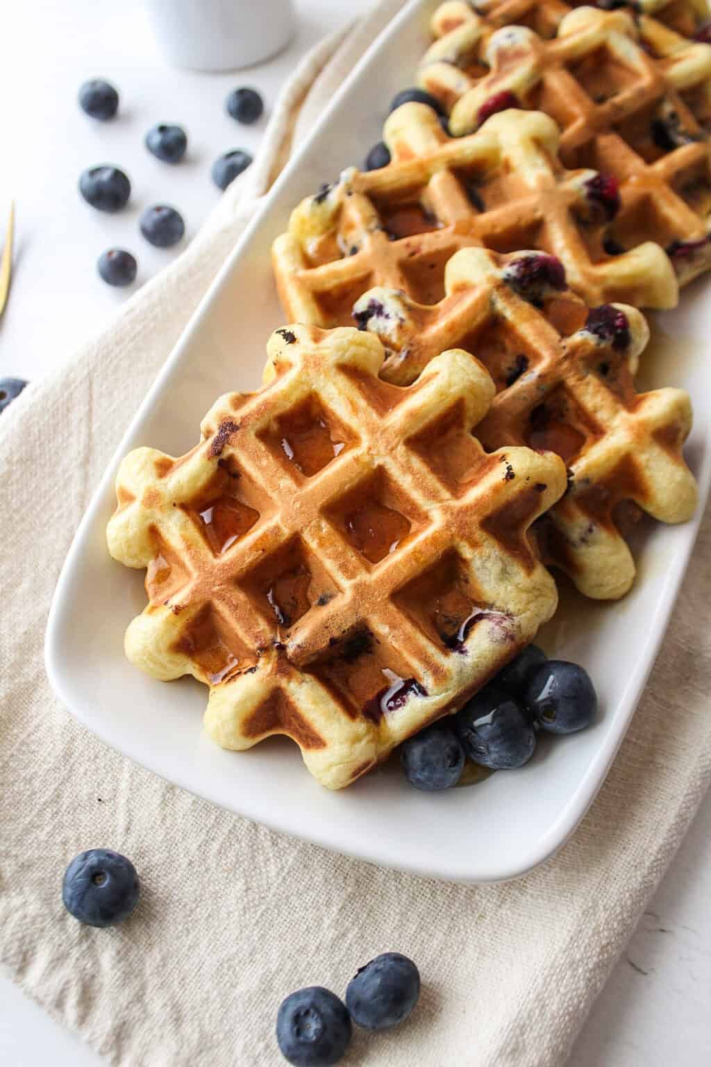 Fluffy Belgian Blueberry Waffles Recipe - Nomaste Hungry