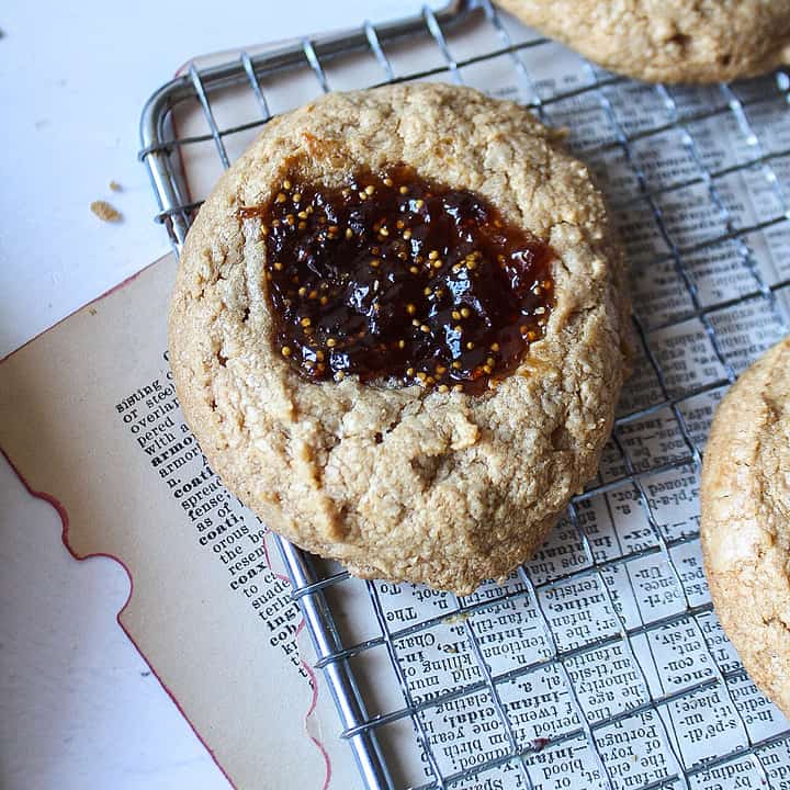 Peanut Butter and Fig Jam Thumbprint Cookie Recipe - Nomaste Hungry