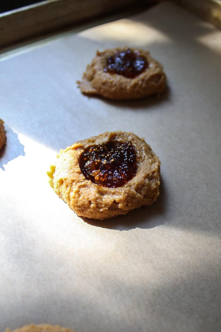 Peanut Butter and Fig Jam Thumbprint Cookie Recipe - Nomaste Hungry