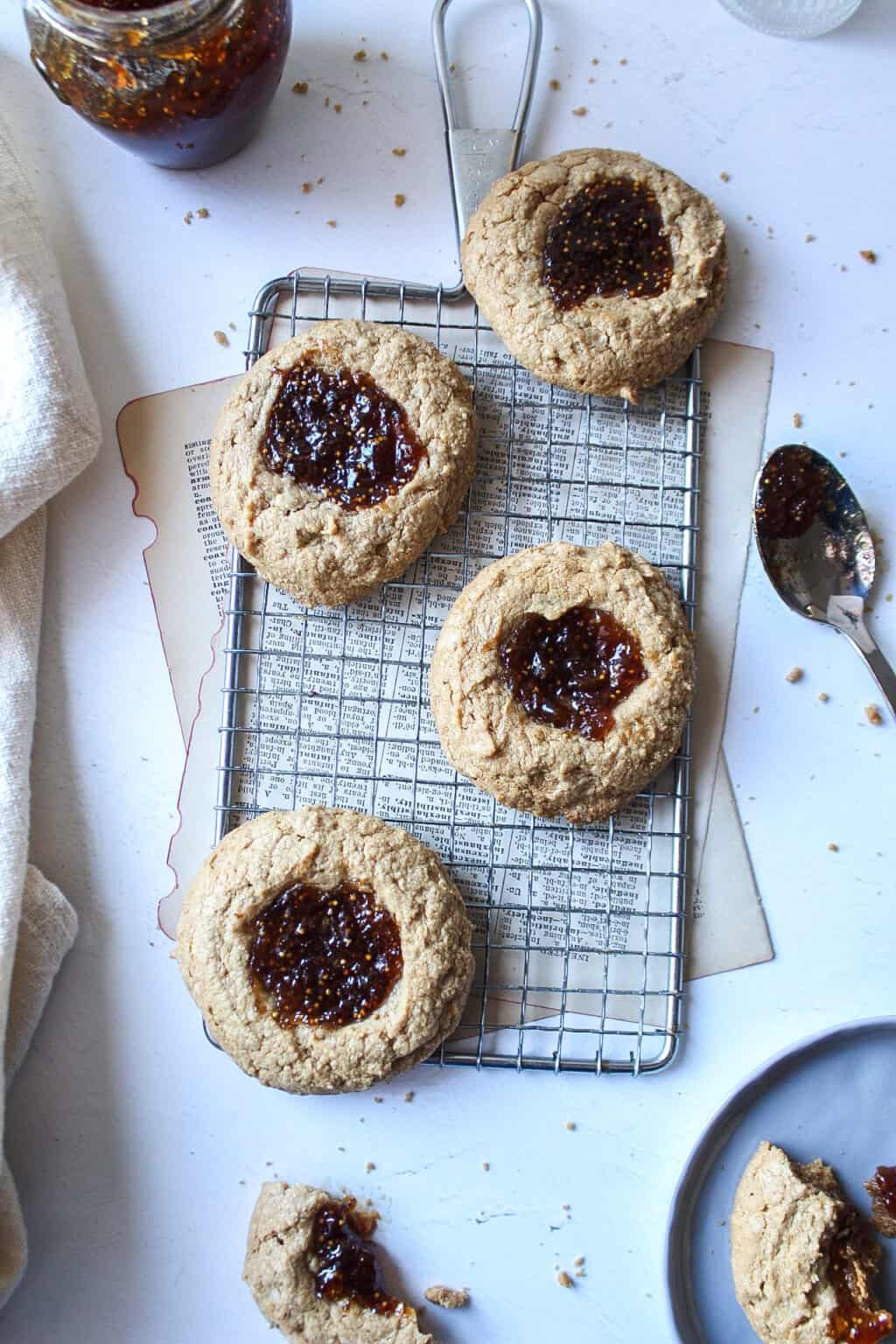 Peanut Butter and Fig Jam Thumbprint Cookie Recipe - Nomaste Hungry