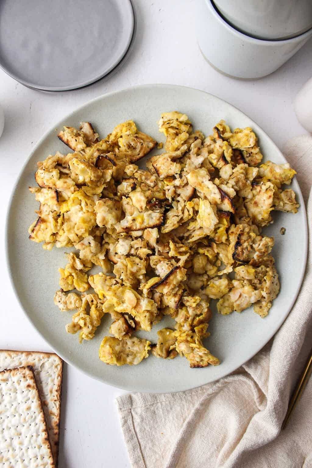 Savory Matzo Brei (Egg Fried Matzo) - Nomaste Hungry