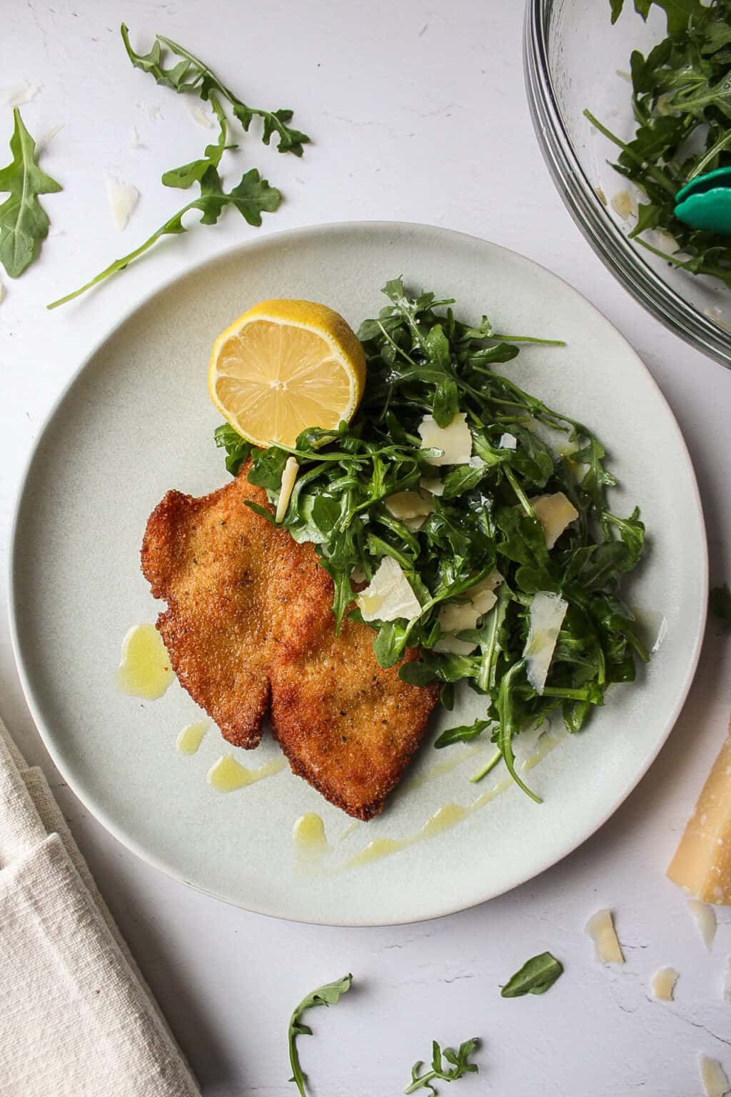 Chicken Milanese with Arugula Salad - Nomaste Hungry