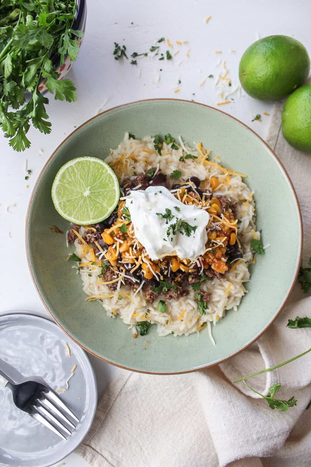 High Protein Ground Beef Taco Bowl - Nomaste Hungry